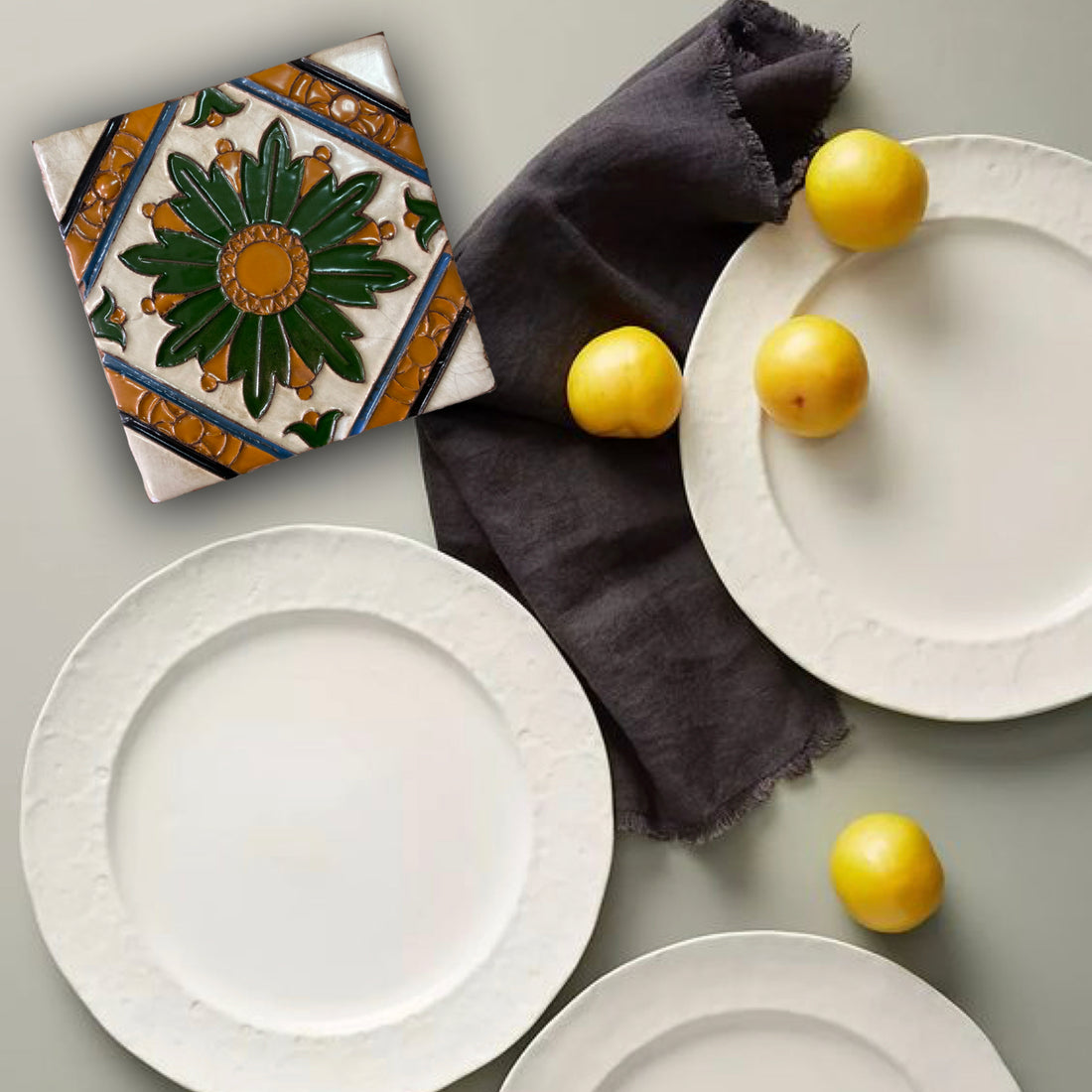 Tile Renaissance Arista Flower and Heading REF7 – CERAMICAS SEVILLA 1952